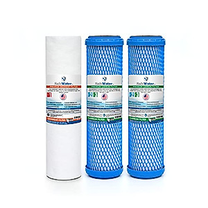 SafeWater RO Essentials Kit: (2) Premium Carbon Block Filters & (1) Premium Sediment Filter- Made in U.S.A & NSF Certified to Reduce Fines, Sediment, Chlorine, Taste, Odor, and Harsh Chemicals.