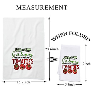 BDPWSS Funny Tomato Kitchen Towel Gardener Gift Plant Lover Dish Towel I Love Gardening from My Head Tomatoes Tea Towel (Gardening Tomatoes TW)