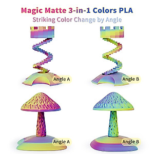 ZIRO PLA Filament Matte, Multicolors 3D Printer Filament, 3-in-1 Chrome Coextrusion PLA, Magic Three-Color PLA, Fit Most FDM 3D Printers,1KG/2.2lb Spool, Rosy Cloud (Matte)