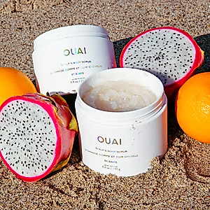 OUAI Scalp & Body Scrub, St. Barts - Exfoliating Body Scrub with Sugar & Coconut Oil Blend for Smooth, Moisturized Skin - Gentle Scalp Scrub for Removing Product Build Up (8.8 Oz)