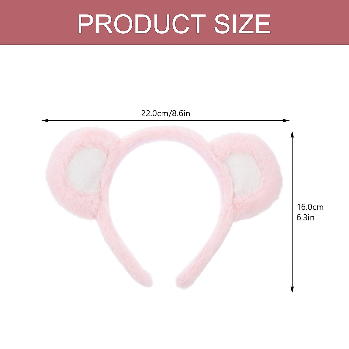 minkissy Lovely Ears Headband - Pink Animal Bears Headband Cute Plush Animal Costume for Women Halloween Christmas Pink