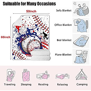 Soft Football Blanket Baseball Blanket Warm Cozy Throw Blanket Lightweight Home Blankets Bed Sofa, Blanket for Kids and Adults Gifts,All Season Couch Bed Sofa Home Decor 60"X50"