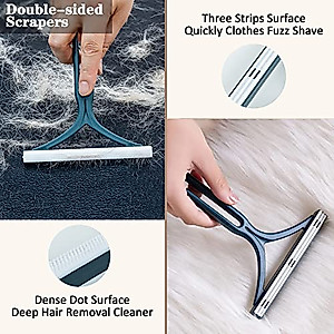 Mollypaws Pet Hair Remover for Couch, Carpet Scraper Fur Removal Tool for Furniture, Lint Cleaner Dog Hair, Reusable Cat Hair Removal Brush for Car Detailing (3 Pack)