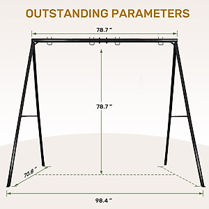 IKARE Metal Swing Frame with 2 Belt Swing Seats, Extra Large Swing Set for Kids and Adults, 2 Seats Supports up to 440 LBS, Fits for Indoor and Outdoor Activities, Garden, Backyard, Playground