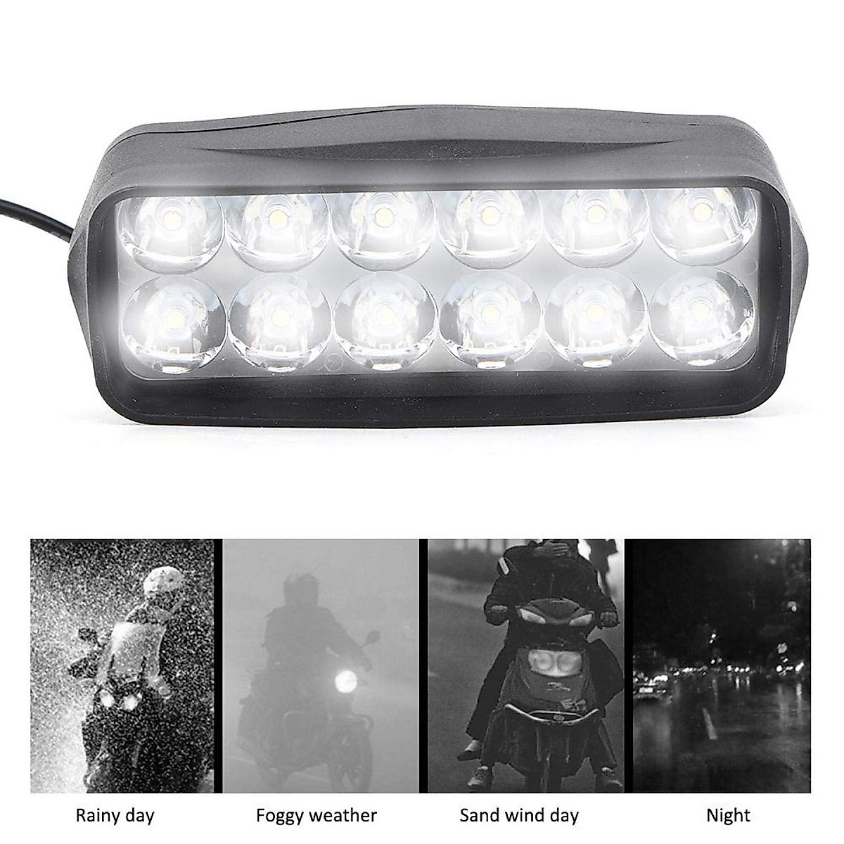 SOONALL E-Bike LED Lights, 12V-80V Universal Tricycle Conversion Light, Electro-Motorcycle Strong Light Conversion Lamp for Motorcycle, Electric Bike, Tricycle