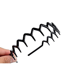 KALIYOTO Set of 2 Zig Zag Black Plastic Sharks Tooth Hair Comb Headband for womens(1 Black Color+1 brown)