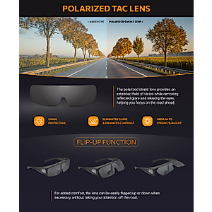 LEICO FASHION Polarized Sunglasses Fit Over Prescription Glasses for Men Women Flip Up Shield Wrap Around UV400 Driving Fishing Sports Shades