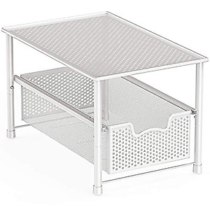 Simple Houseware Stackable Under Sink Cabinet Sliding Basket Organizer Drawer, White