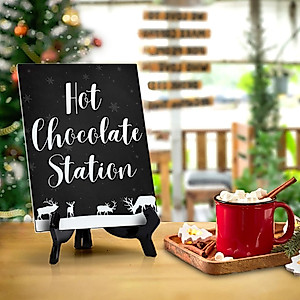 Hot Chocolate Station Table Sign with Easel, Reindeer Design 6 x 8" (Black)