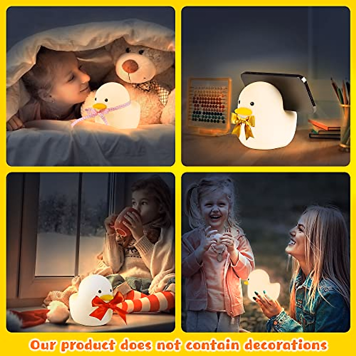 UNEEDE LED Benson Night Light, Cute Duck Animal Silicone Nursery Night Light Rechargeable Table Lamp Bedside Lamp with Touch Sensor for Baby Girls Women Bedrooms, Living Room