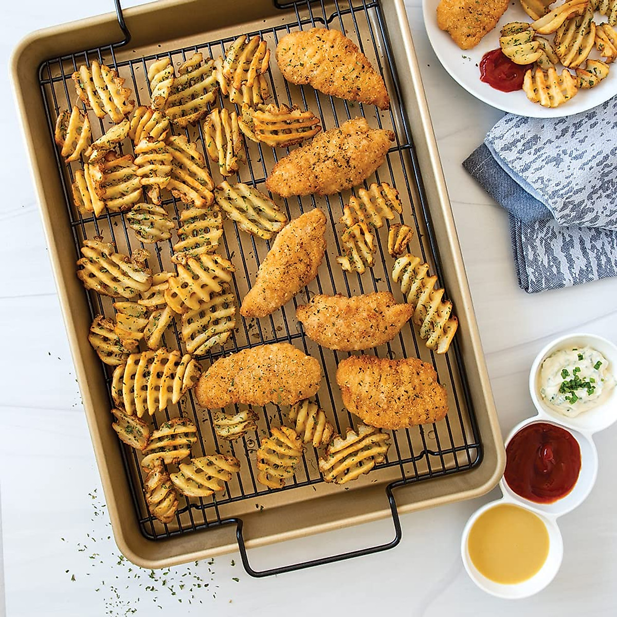 Nordic Ware High-Sided Oven Crisp Baking Tray Nonstick Bakeware, Half Sheet