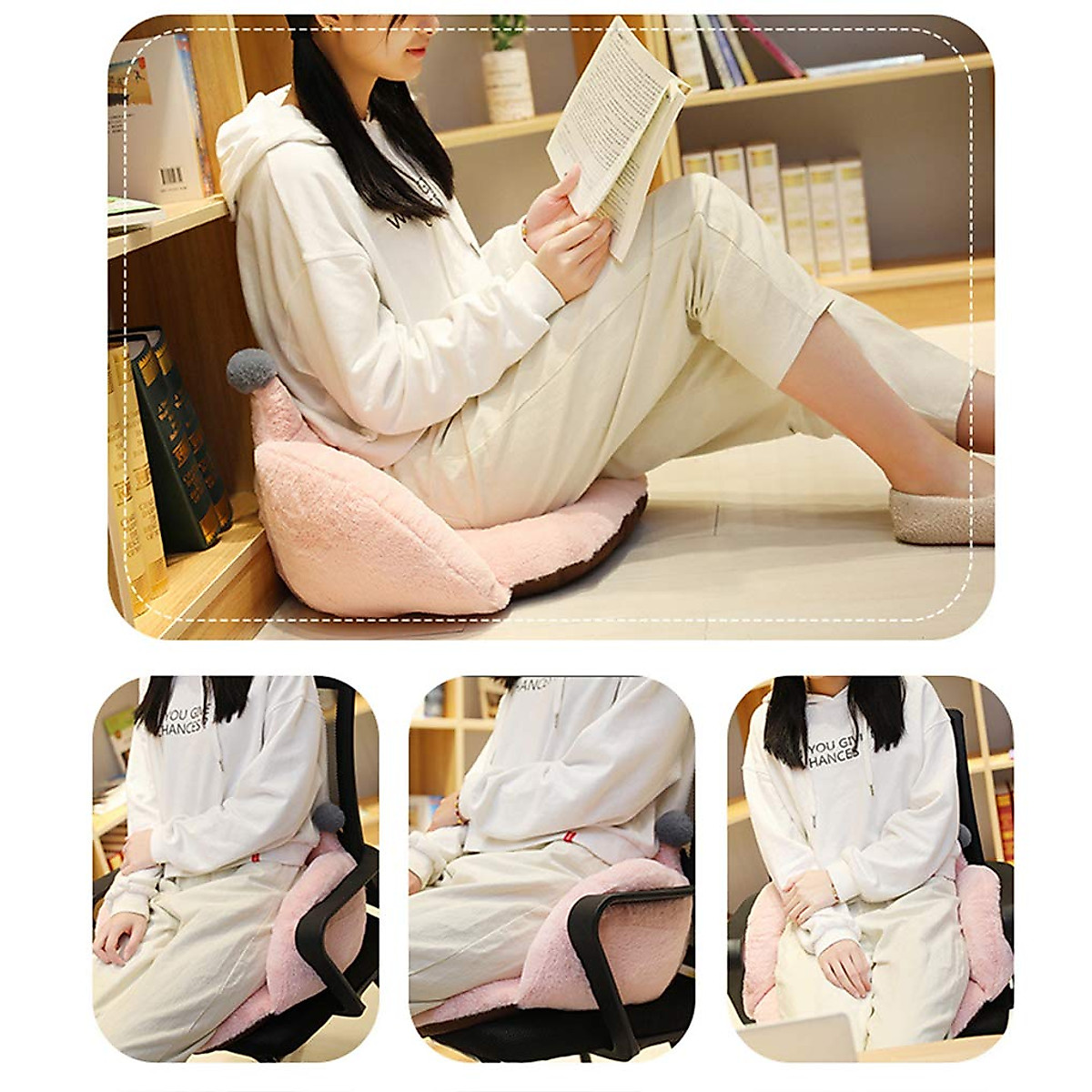 Chic Crown Design Seat Cushion Cozy Plush Chair Cushion Home Decor Thick Padded Warm Chair Pad Lumbar Support Backrest Pillow for Office Chair, Wheelchair