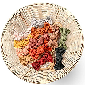 Niceye Pack of 12, Baby Girls Headbands Hair Bows Stretchy Nylon Hairbands for Newborn Infant Toddler Hair Accessories