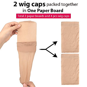 Fandamei 4 pieces Light Brown Stocking Wig Caps Stretchy Nylon Wig Caps for Women