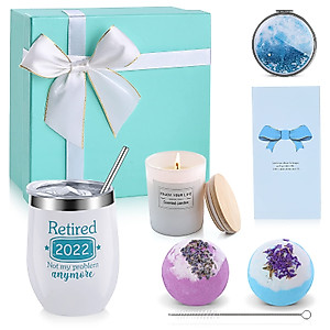 Nigifter Retirement Gifts for Women 2022 -Not My Problem Anymore Happy Retirement Gifts for Mom Teachers Friends Coworker Boss Nurse Grandma Retired Wine Gifts (Blue and White)