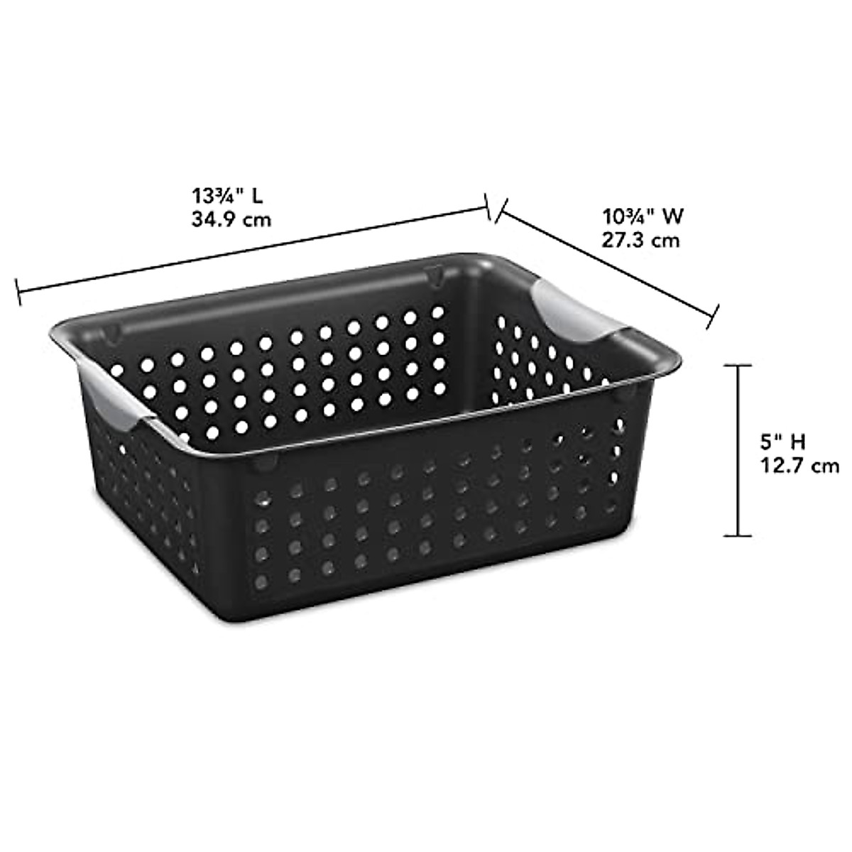 Sterilite 16249006 Medium Ultra Basket, Black Basket w/ Titanium Inserts, 6-Pack