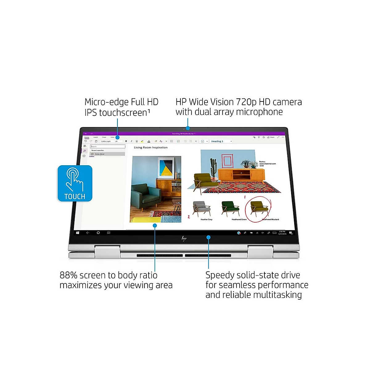 HP Envy x360 2-in-1 15.6" FHD Touchscreen Laptop, Intel Core i5-1135G7, 32GB RAM, 2TB PCIe SSD, Full-Size Keyboard, Iris Xe Graphics, HD Webcam, Win 11 Pro, Silver, 32GB USB Card