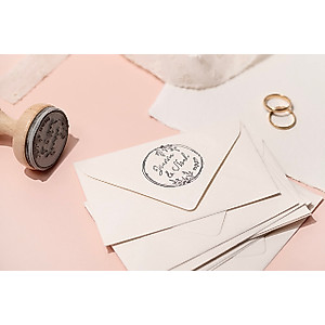Stamp by Me | Custom Wedding Stamp | Wedding Stamp | Personalized Stamp | 12 Exclusive Designs | Wooden Stamp | Ideal for Envelopes and Wedding Invitations | Names and Date | Circular Flower Wreath