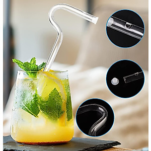 Anti wrinkle Straw (with cleaning brush), reusable glass straw, horizontal flute design, anti-lip wrinkle, suitable for all kinds of drinks (4 PCS)