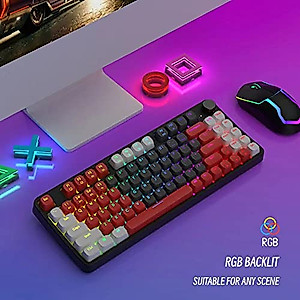 OCG Wireless Mechanical Keyboard, 2.4G/USB-C/Bluetooth Gaming Keyboards 86 Keys Hot Swappable NKRO Keyboard with RGB Backlit for Windows & Mac, UV Finished Keycaps,Multi-Function Knob