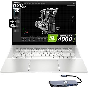 HP Envy 16 16.0" 120Hz 2K Touchscreen (Intel 13th Gen i7-13700H, 64GB DDR5 RAM, 1TB SSD, GeForce RTX 4060 8GB), Business Laptop for Creator, Designer, Backlit, IST Hub, WiFi 6E, Win 11 Pro, Sliver