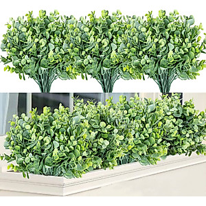 Ouddy Decor 20 Bundles Artificial Flowers for Outdoors Fake Flowers Faux Plastic Plants UV Resistant Spring Flowers for Garden Porch Office Window Box Table Home Decorations, Green