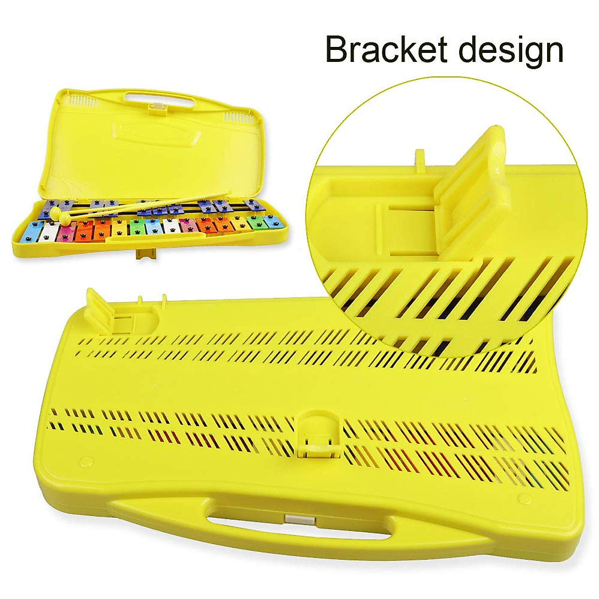 Mr.Power Colorful 25 Note G-G Chromatic Glockenspiel Xylophone Vibraphone in Case Percussion Instrument Suitable for Families and Beginner School Music Teaching