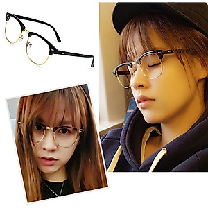 RuiJinGen Computer Gaming Blue Light Blocking Glasses Half frame Retro Semi Rimless Clear Lens Glasses Eyewear Men Women