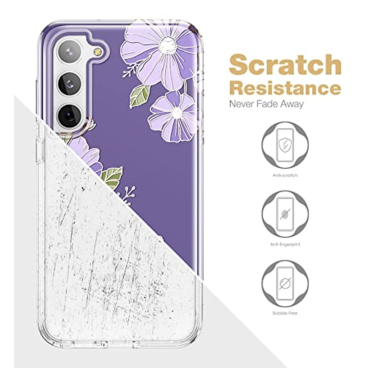 SURITCH for Samsung Galaxy S23 6.1 Inch Case, [Built-in Screen Protector] [Dual-Layer Protection ] Full Shockproof Rugged Bumper Phone Protective Cover - Purple Cosmos