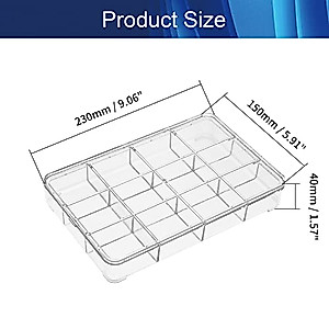 Juvielich Clear Plastic Organizer Box,12 Grids Fixed Storage Container Jewelry Box for Beads Art DIY Crafts Jewelry Fishing Tackles 9.06" x 5.91" x 1.57"(LxWxH) 1PCS