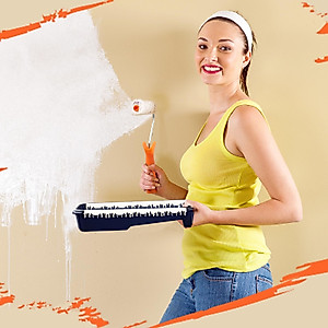 Qilery 32 Pcs 4 Inch Paint Roller Tray Set Includes Paint Roller Tray 20 Pcs Disposable Paint Tray Liners 10 Pcs Paint Roller Covers Paint Roller Frame with Handle for Home Wall Furniture Painting