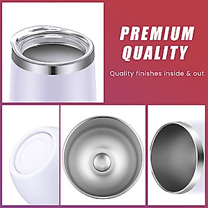 Remagr 16 Pack Stainless Steel Wine Tumblers 12 Oz Insulated Vacuum Wine Cup Set Double Wall Stainless Steel Stemless Wine Mug Glasses for Wine Coffee Soda Whiskey Outdoor Travel (White)