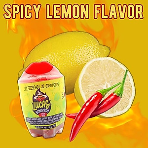 Spicy Mexican Candy, Hot Lemon Flavored Soft Paste with Gumball, Resealable Lid, 1.06 Ounces (Pack of 5) Lollipop Swirl Sticker Included