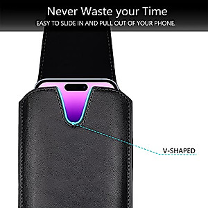 ykooe Leather Phone Holster for iPhone 14 13 Pro Max S23 Ultra Plus, Black – XL