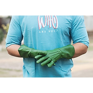 LEATHER LH HANDS Men's Medieval Renaissance Cosplay Unlined Gauntlet Genuine Leather Costume Gloves Green Small