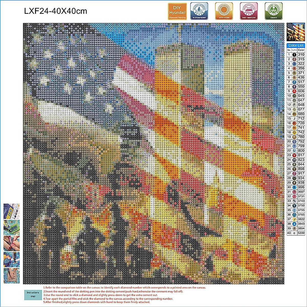 DIYPAINTING DIY 5D Diamond Painting by Number Kits for Adults and Kids Twin Towers 16X16 Painting Cross Stitch Full Drill Crystal Rhinestone Embroidery Pictures Arts Craft for Home Wall Decor Gift