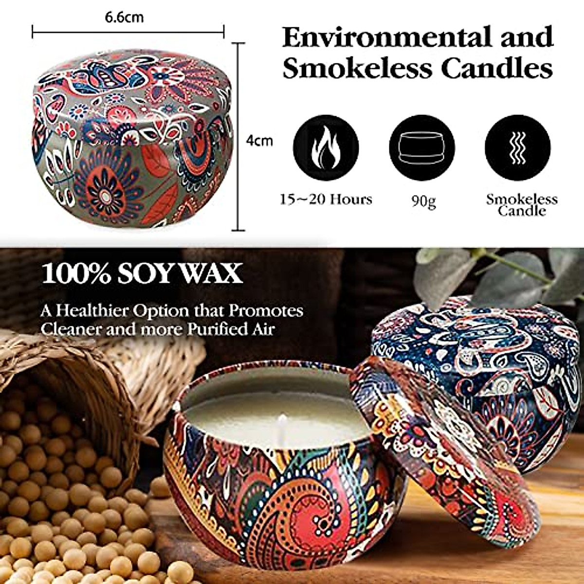 Christmas Gifts, Candles for Home Scented, Scented Candles Gift for Women, Soy Wax 2.5oz Aromatherapy Candle with Essential Oil, Stress Relief Gifts on Birthday or Mother's Day, Gift Boxed Pack 12