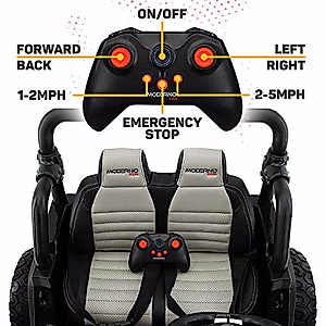 2024 Two (2) Seater Ride On Kids Car Truck w/Remote | Large 12V Battery Licensed Kid Car to Drive 3 Speeds, Leather Seat, MP3 Music by Bluetooth, FM Radio, Rubber Tires in Black