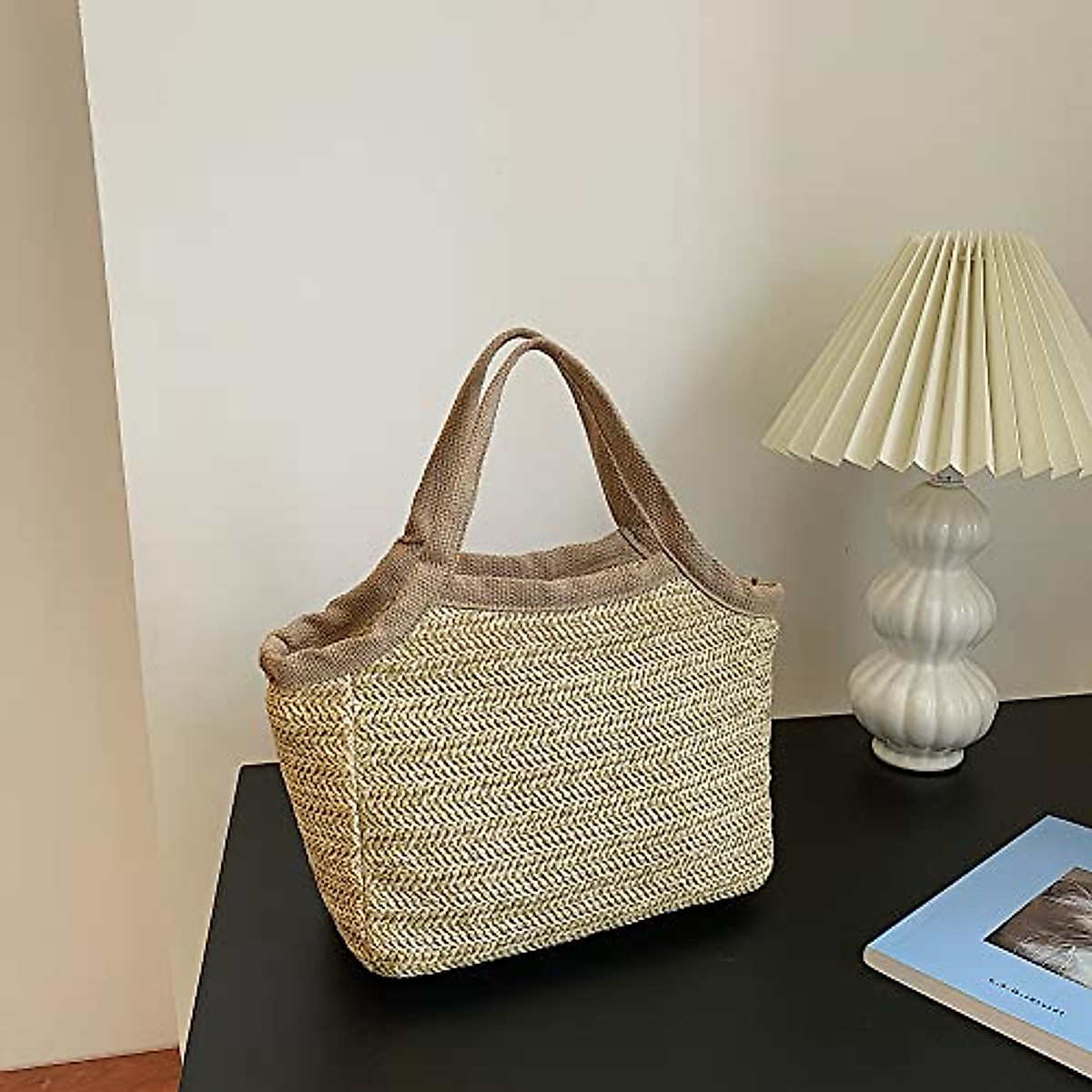 Aktudy Summer Women Woven Straw Handbag Vacation Travel Handle Tote Purses Boho Beach Holiday Fashion Female Shoulder Bag
