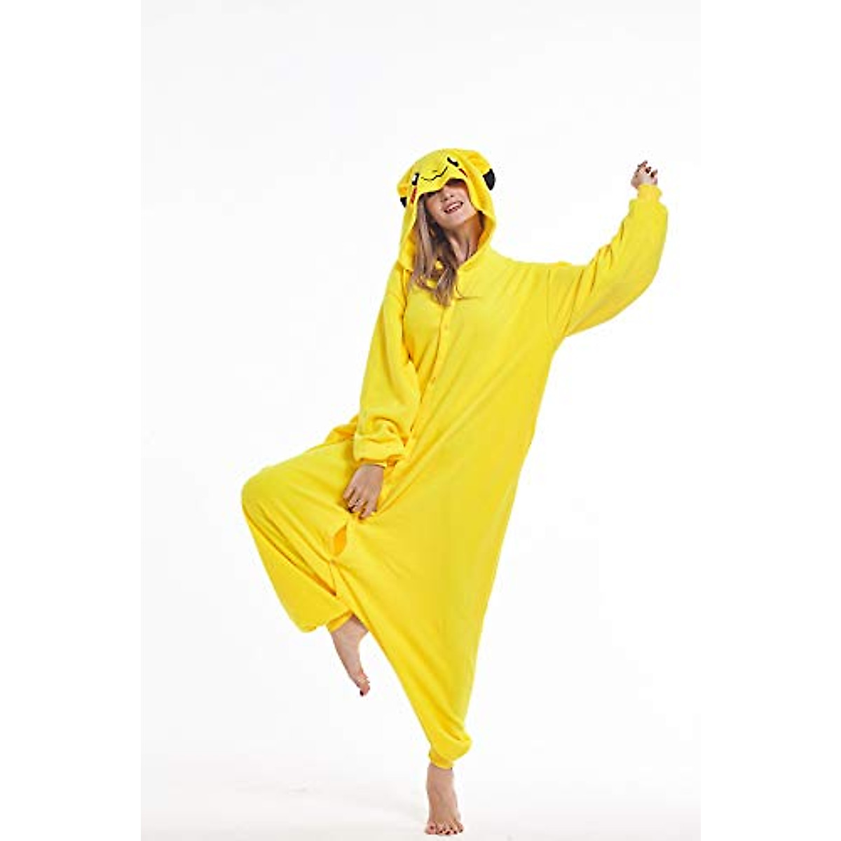 Sqlszt Animal Adult Onesie One Piece Cosplay Pajamas Jumpsuit Costume for Women Men Halloween christmas M Yellow