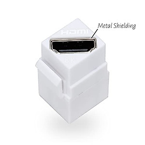 YOEMELY HDMI Keystone 8K, White HDMI Keystone Coupler for HDMI 2.1a Cable Pass Through, including 8K 60Hz or 4K 120Hz resolution and up to 48G bandwidth (6 Pack)