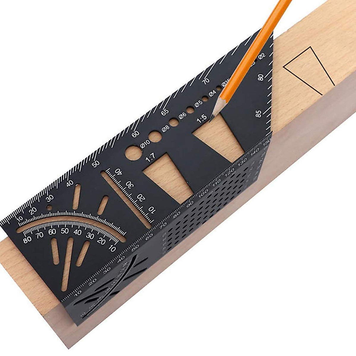 Aluminum Alloy Woodworking Square Size Measure Ruler, 3D Mitre Angle Measuring Template Tool, 45 90 Degree Carpenter's Layout Ruler Gauge Woodworking Accessories Gifts for Men Dad Father Husband