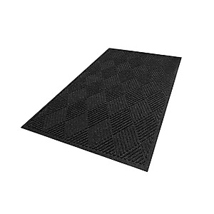 M+A Matting - 221540035 WaterHog Fashion Diamond-Pattern Commercial Grade Entrance Mat, Indoor/Outdoor Medium Brown Floor Mat 5' Length x 3' Width, Charcoal by