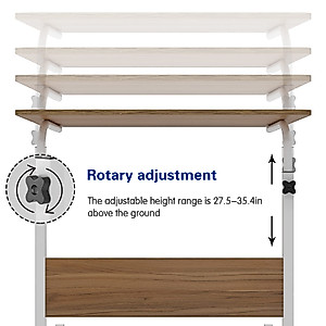 SogesHome 31.5inches Adjustable Mobile Bed Table Portable Laptop Computer Stand Desks with Rolling Wheels, Oak