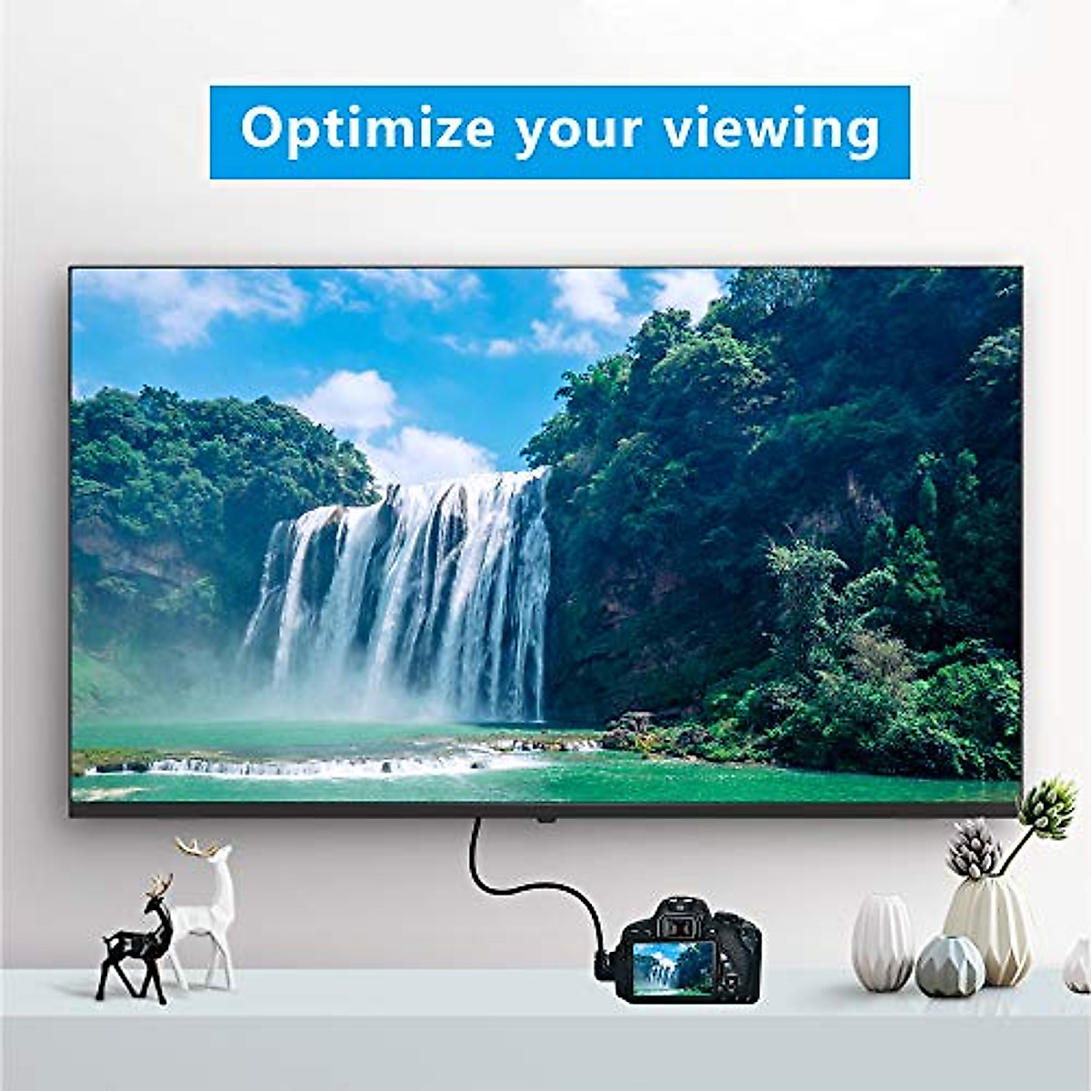 CERRXIAN 50cm 19.6inch High Speed Gold Plated Mini HDMI Left Angle Male to HDMI Male Cable (Black) L