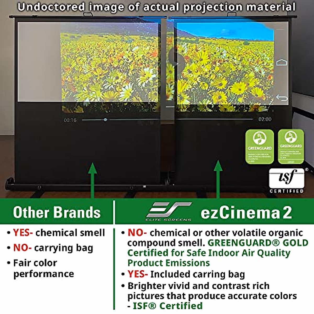 Elite Screens ezCinema 2, 52-inch 4:3,Portable Manual Floor Pull Up Scissor Backed Projector Screen, Home Theater Office Classroom Projection Carrying Bag, 2-YEAR WARRANTY US Based Company - F52XWV2