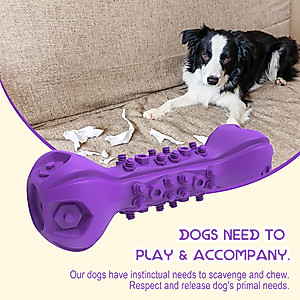 Wonfly Indestructible Dog Chew Toys, 8inch Dog Squeak Toys for Large Dogs Aggressive Chewers, Natural Rubber Dog Interactive Dog Toys for Medium Large Dogs, Boredom Puzzle Feeder (Purple)