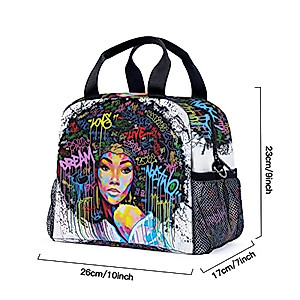 GALIRVC African American Lunch Bag Reusable Insulated Lunch Box Large Cooler Tote Bag for Woman Work Travel Picnic