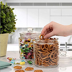 Set of 3 Glass Jar with Lid 1 Liter | Airtight Glass Storage Container for Food, Pasta, Coffee, Candy, Dog Treats, Snacks | Glass Organization Canisters for Home & Kitchen | 34 Ounces