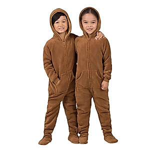 Footed Pajamas - Family Matching Chocolate Brown Hoodie One Pieces for Boys, Girls, Men, Women and Pets - Infant - XLarge (Fits 12-18mos.)